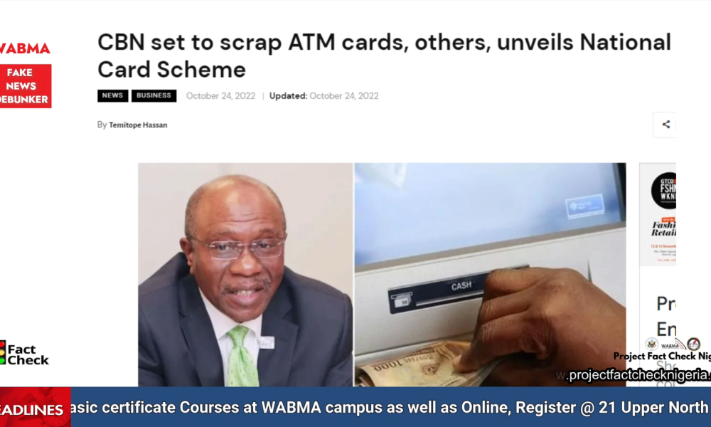 Is CBN Scrapping ATM Cards? - Project FactCheck Nigeria