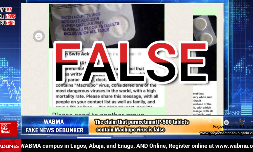 Does paracetamol contain-machupo-virus? - Project FactCheck Nigeria
